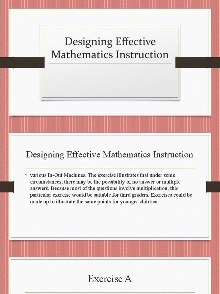 Designing Effective Mathematics Instruction JESRILE PUDA | PDF | Teaching Method | Cognitive ...