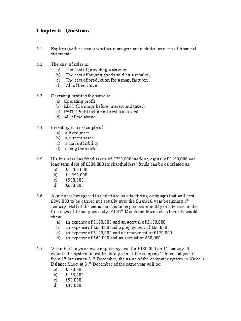 Chapter 6 - Constructing Financial Statements - IFRS and The Framework of Accounting Exercises ...
