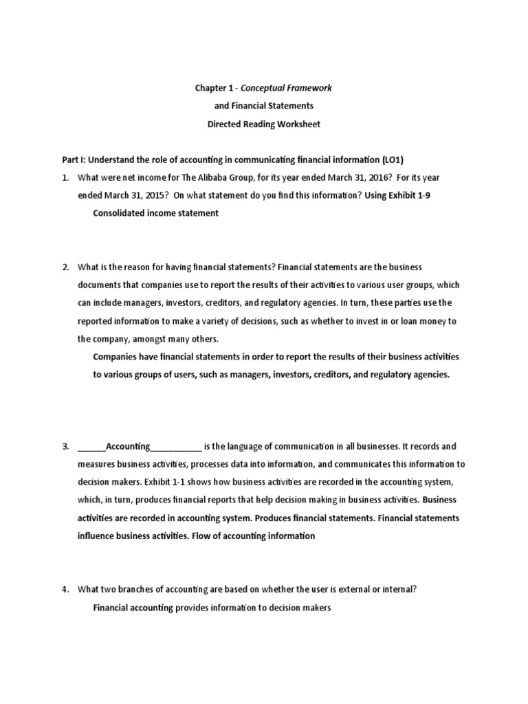 Chapter 1-Directed Reading Worksheet | PDF | Retained Earnings ...
