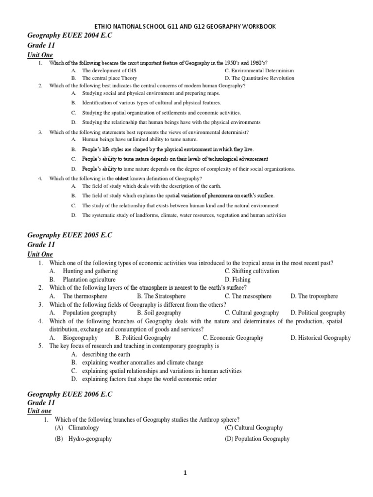 Grade 11 & 12 Geography Workbook | PDF | Africa | Geography