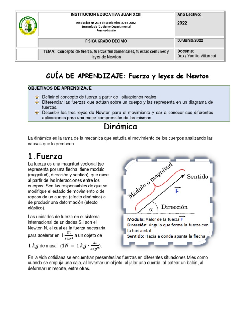 Fisica Grado 10 Fuerza y Leyes de Newton | PDF