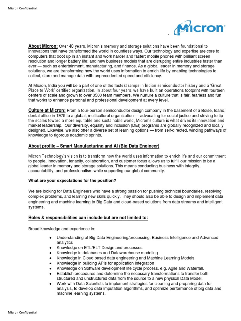 SMAI - Big Data Engineer - JD | PDF | Big Data | Cloud Computing