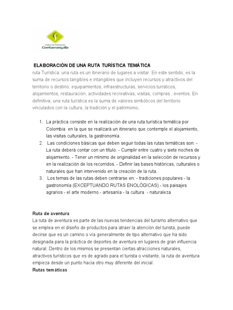 Elaboracion de Una Ruta Turistica Tematica.2021 | PDF | Turismo