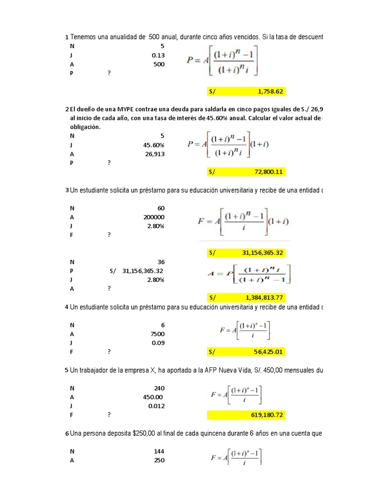 S] Problemas de valor presente y valor futuro de flujos de caja | PDF | Dinero | Responsabilidad ...
