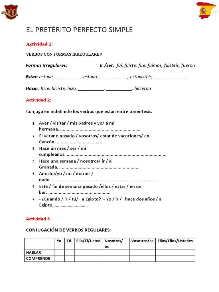 El Preterito Perfecto Simple. | PDF | Verbo | Conjugación gramatical