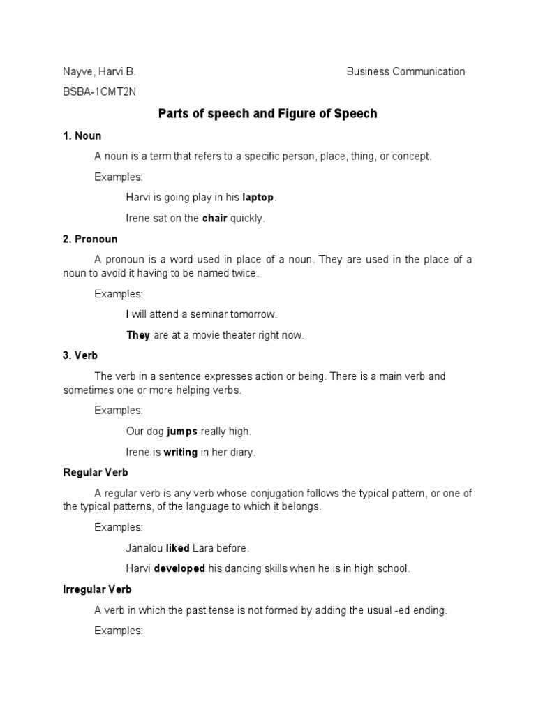 Parts of Speech Figure of Speech | PDF | Adverb | Verb
