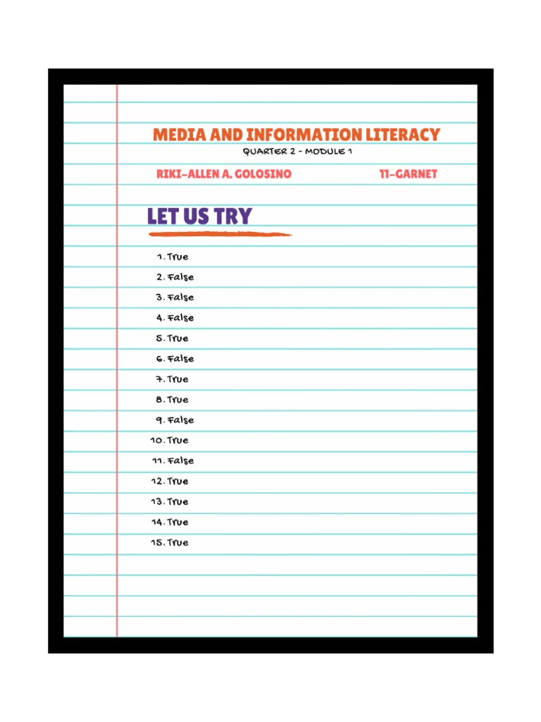 Media and Information Literacy-Quarter 2 (Module 1) | PDF