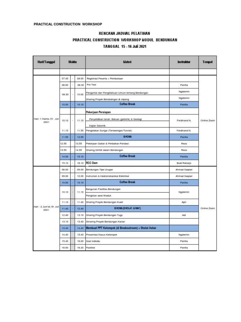 ROUNDOWN PCW Modul Bendungan 2021 Untuk Pak Emin Rev31 | PDF