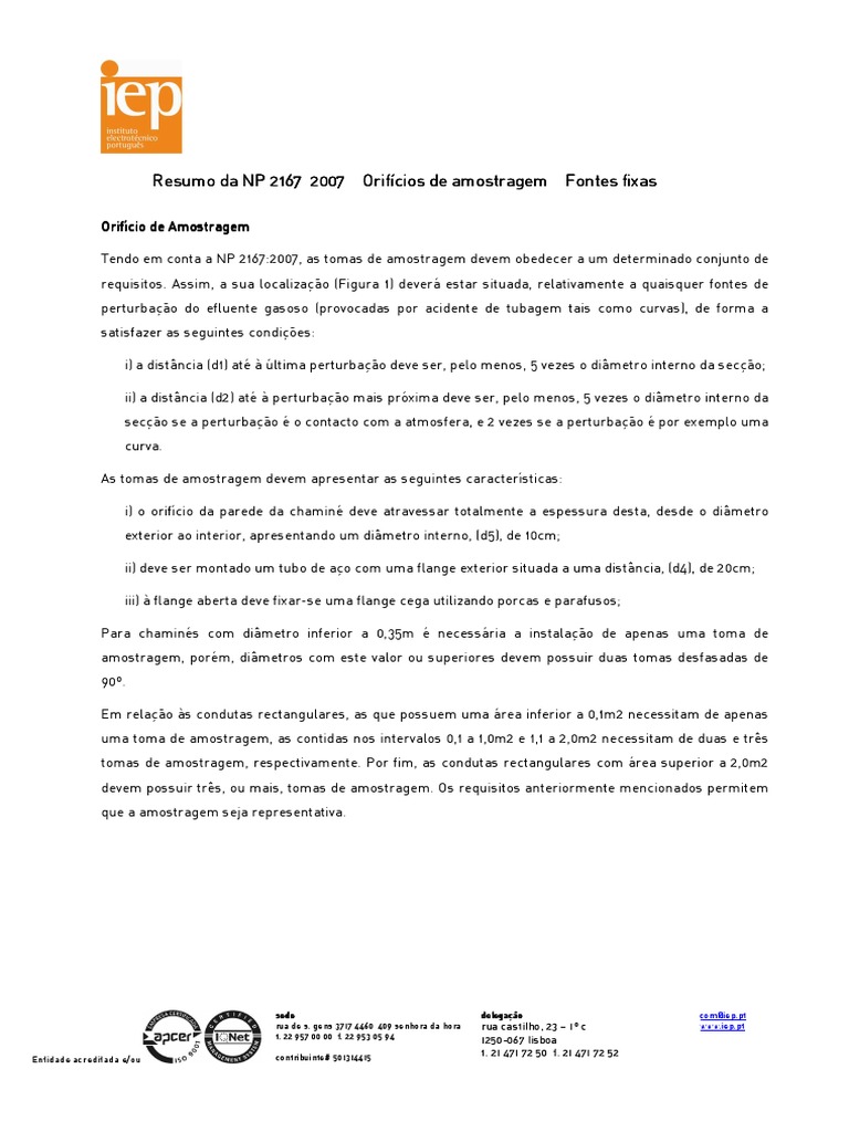 RESUMO NP 2167 - 2007 - Tomas-Chaminés | PDF