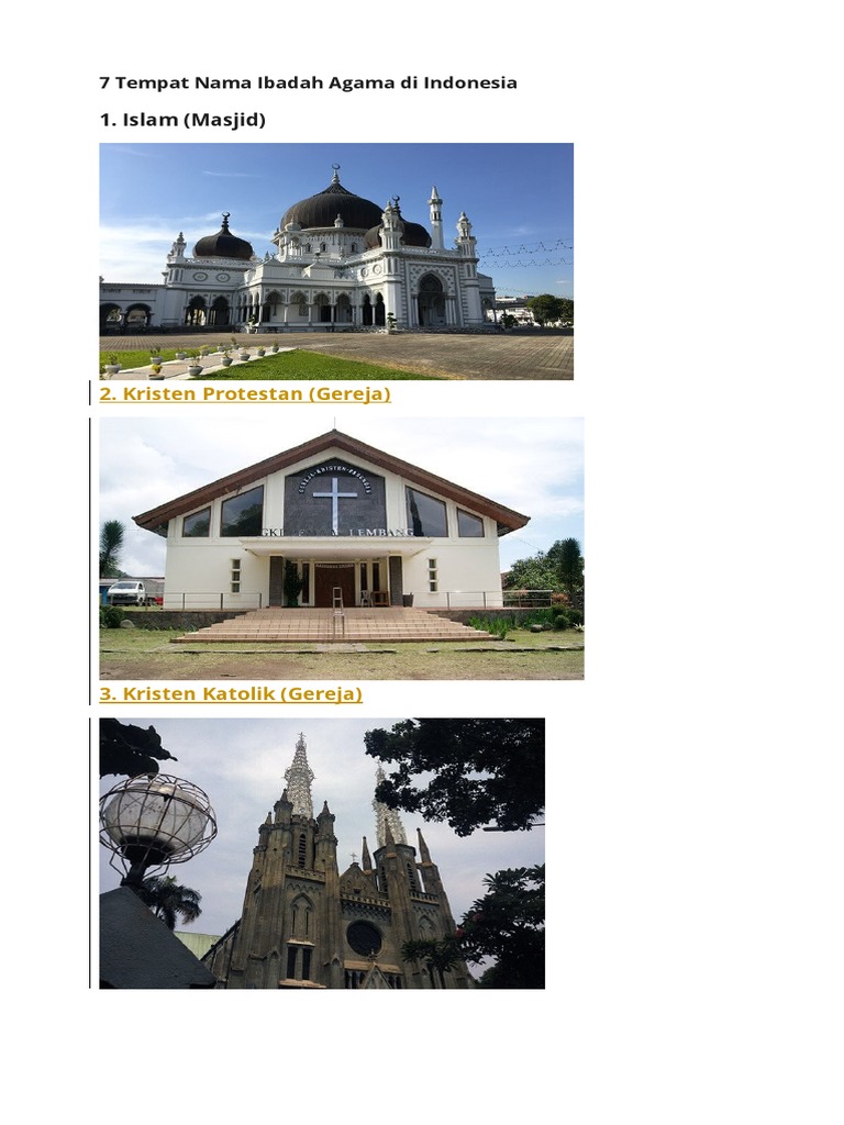 7 Tempat Nama Ibadah Agama Di Indonesia | PDF