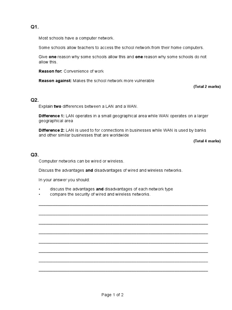 Networking Questions 12 Sep Pdf Computer Network Local Area Network