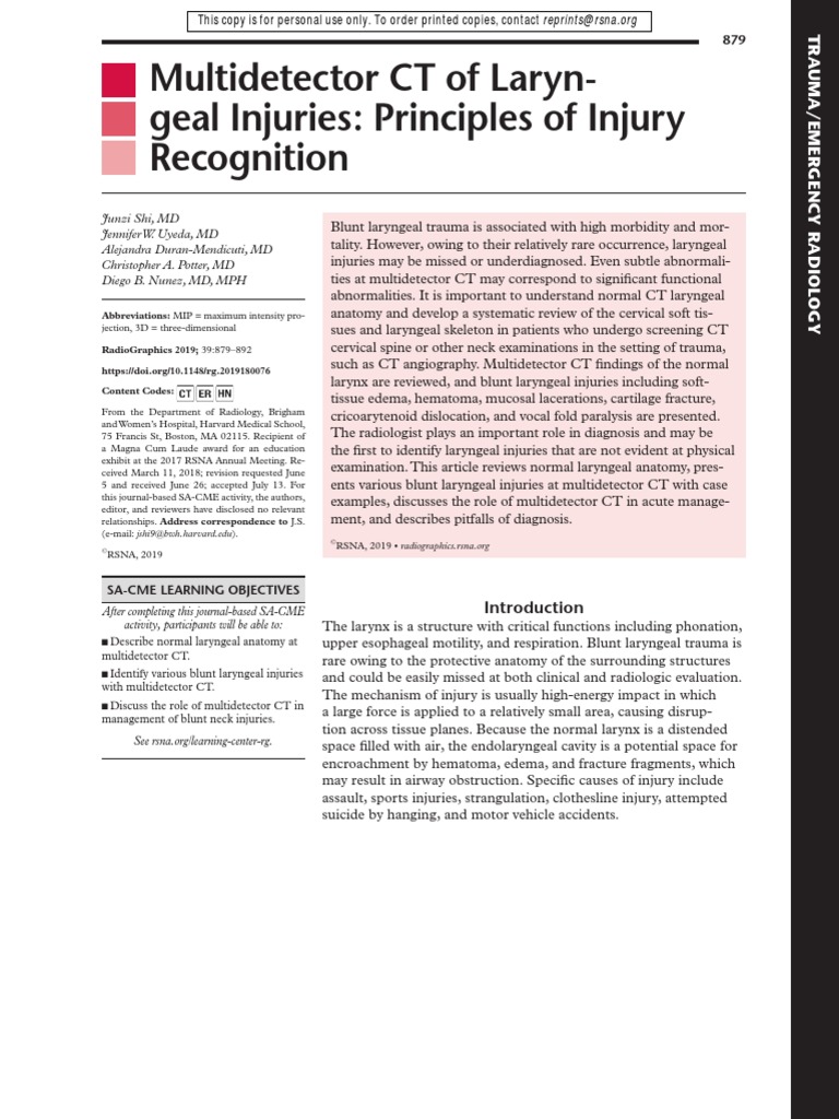TC Laryngeal Injury | PDF | Larynx | Anatomy