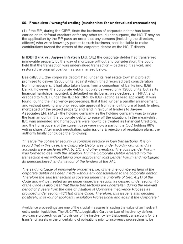 IBC Sem 4 Part Draft | PDF | Loans | Insolvency