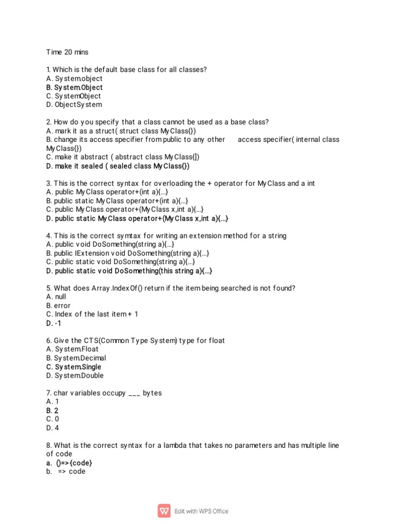 MS.NET MCQ | PDF | Computer Programming