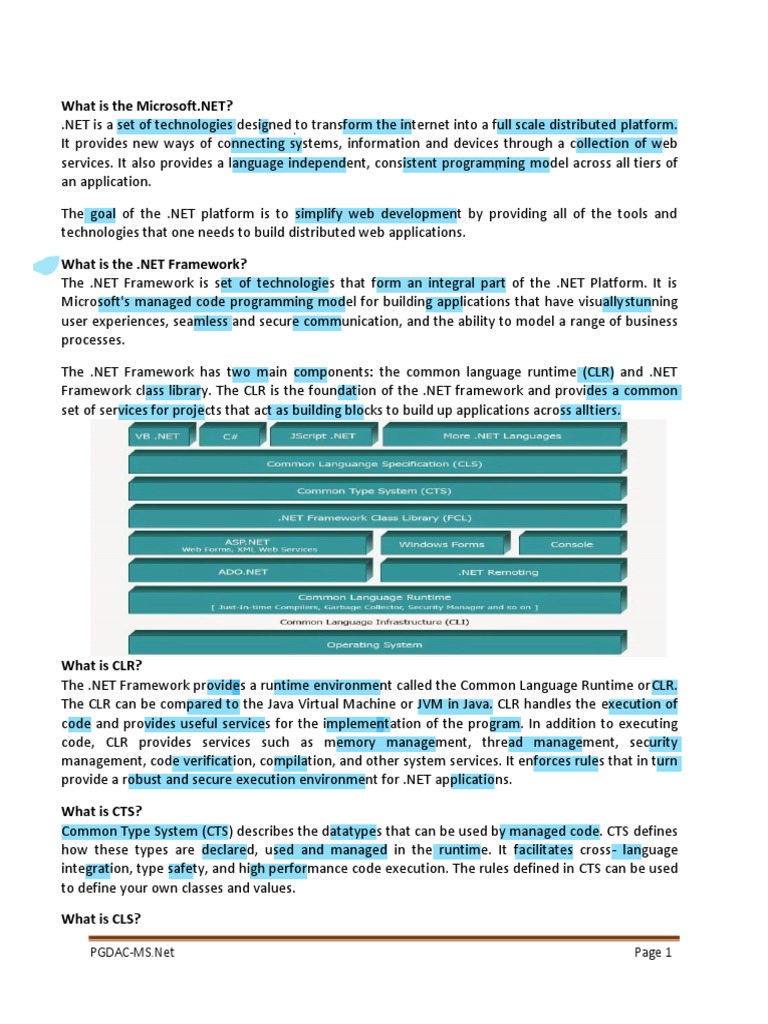 Dot Net Notes 1 | PDF | Language Integrated Query | Class (Computer ... Dot Net Notes 1 | PDF | Language Integrated Query | Class (Computer ...