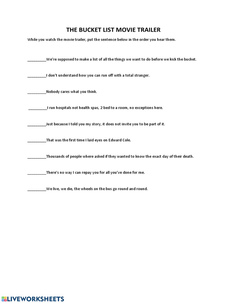 The Bucket List Movie Trailer | PDF