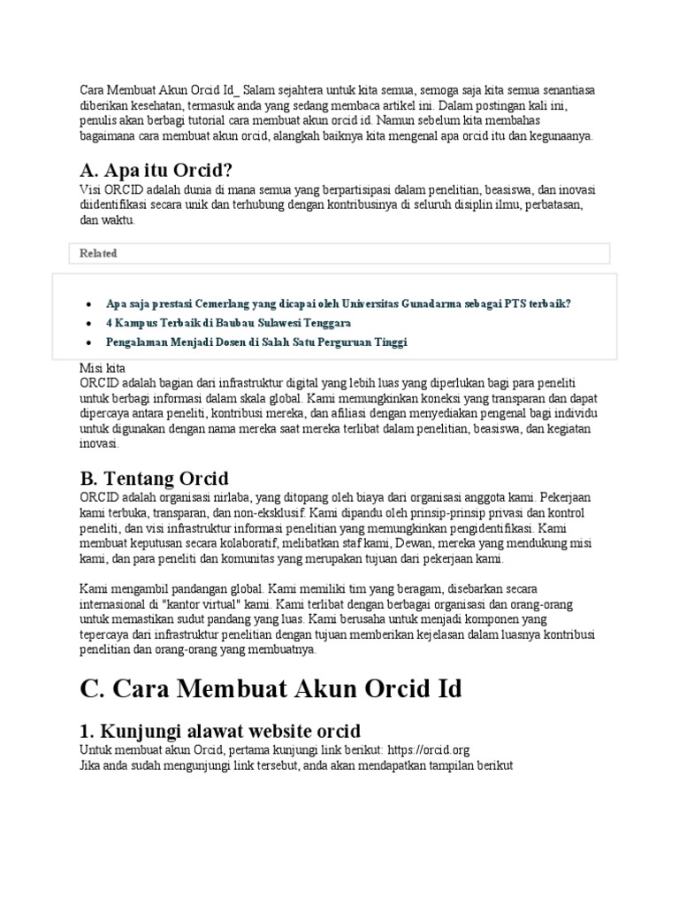 Cara Membuat Akun Orcid Id | PDF