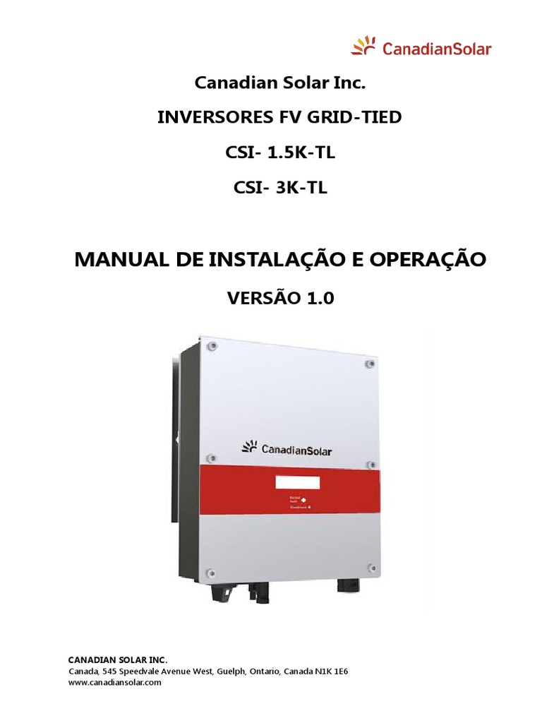 CSI-1.5K-3K-TL Manual Inversor Versao 0.1 - PT | PDF | Potência (Física) | Rede de computadores