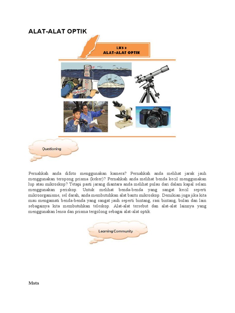 Alat-Alat Optik dan Fungsinya | PDF
