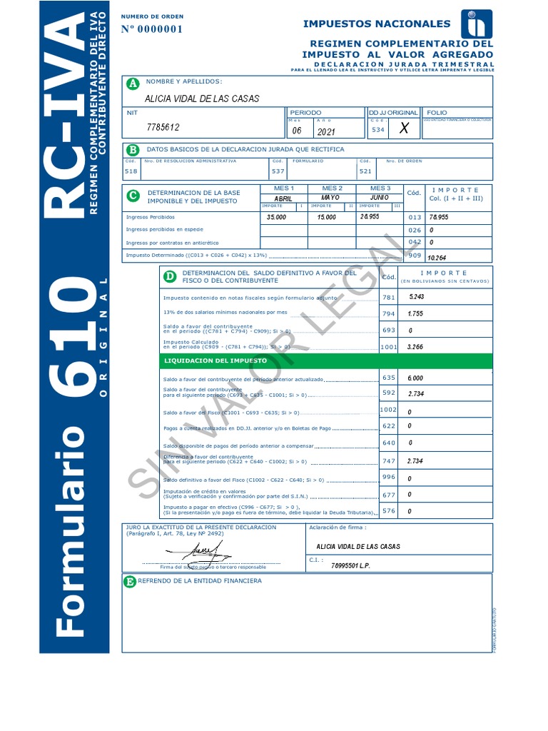 Formulario 610 | PDF | Impuestos | Pagos