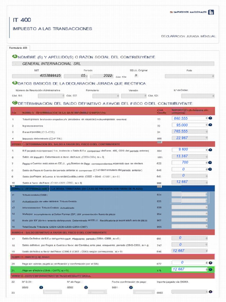 Formulario 400 V3-Extendido | PDF