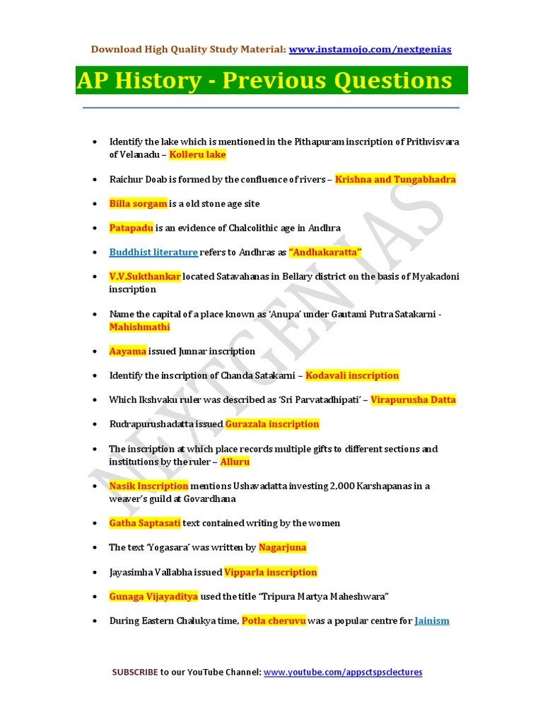 AP History Exam Questions Overview | PDF | South India