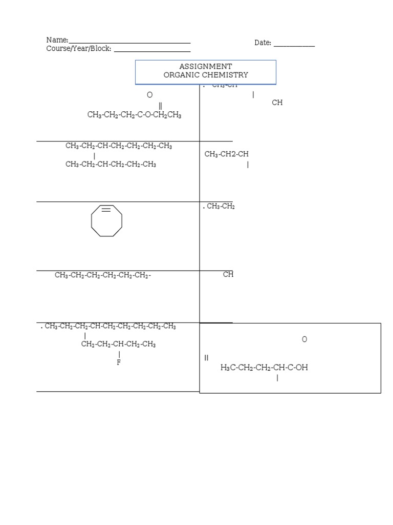 Assignment Organic Chemistry 478038607 | PDF