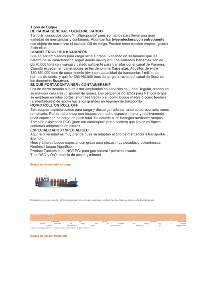 Tipos de Buque | PDF | Barco de carga | Buques
