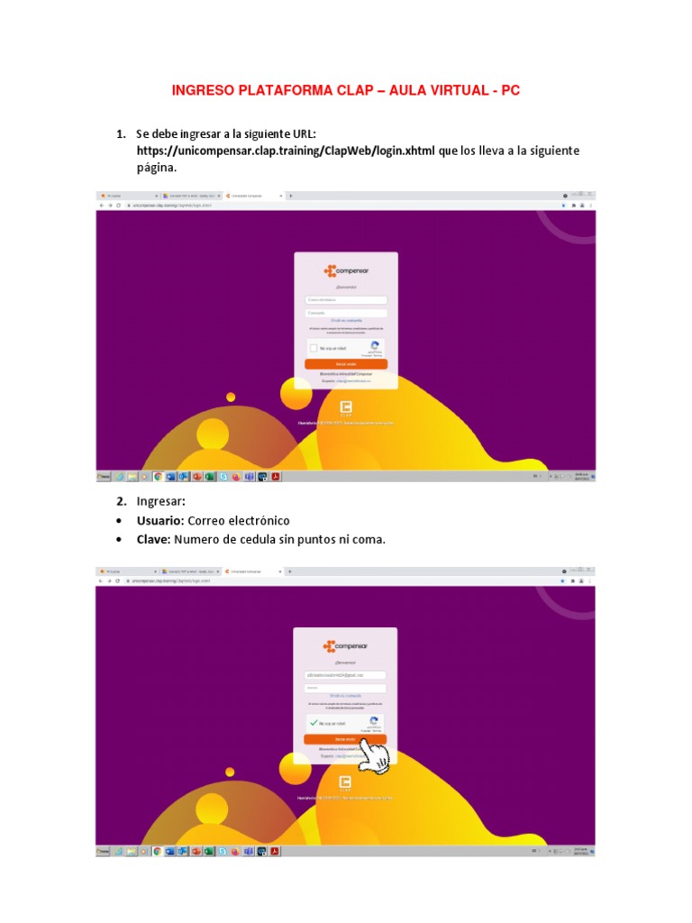 C - Nuevo Instructivo Ingreso Plataforma Clap Aula Virtual Desde PC - 2022 | PDF