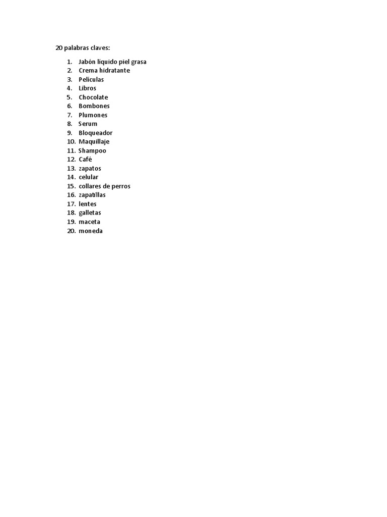 20 Palabras Claves | PDF