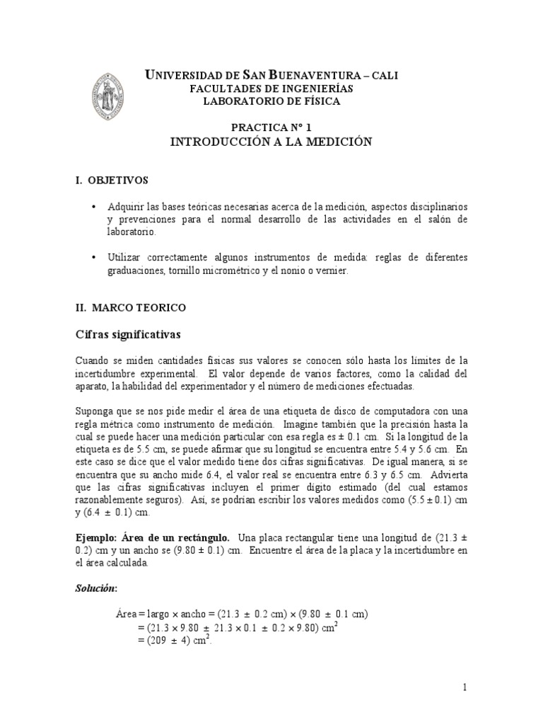 Laboratorio 1-Introducción A La Medición | PDF | Medición | Metrología