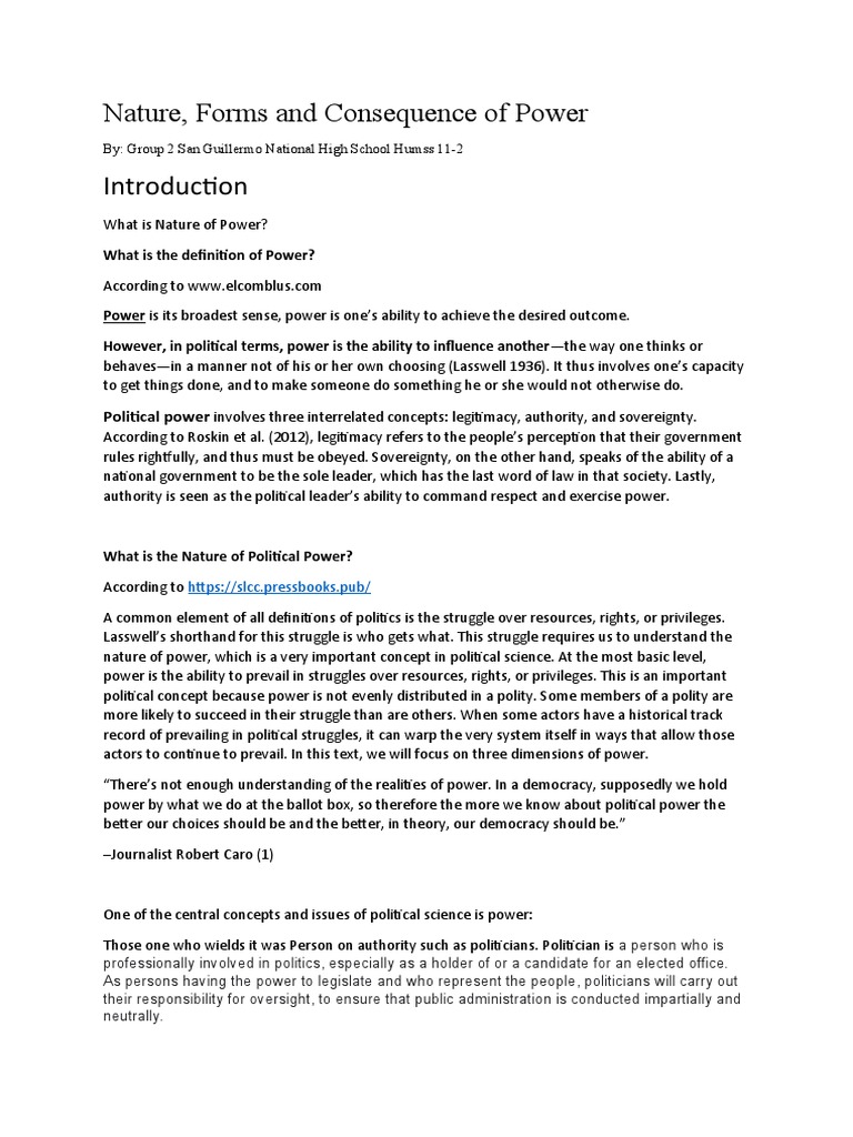 Understanding the Nature and Consequences of Power in Society | PDF ...