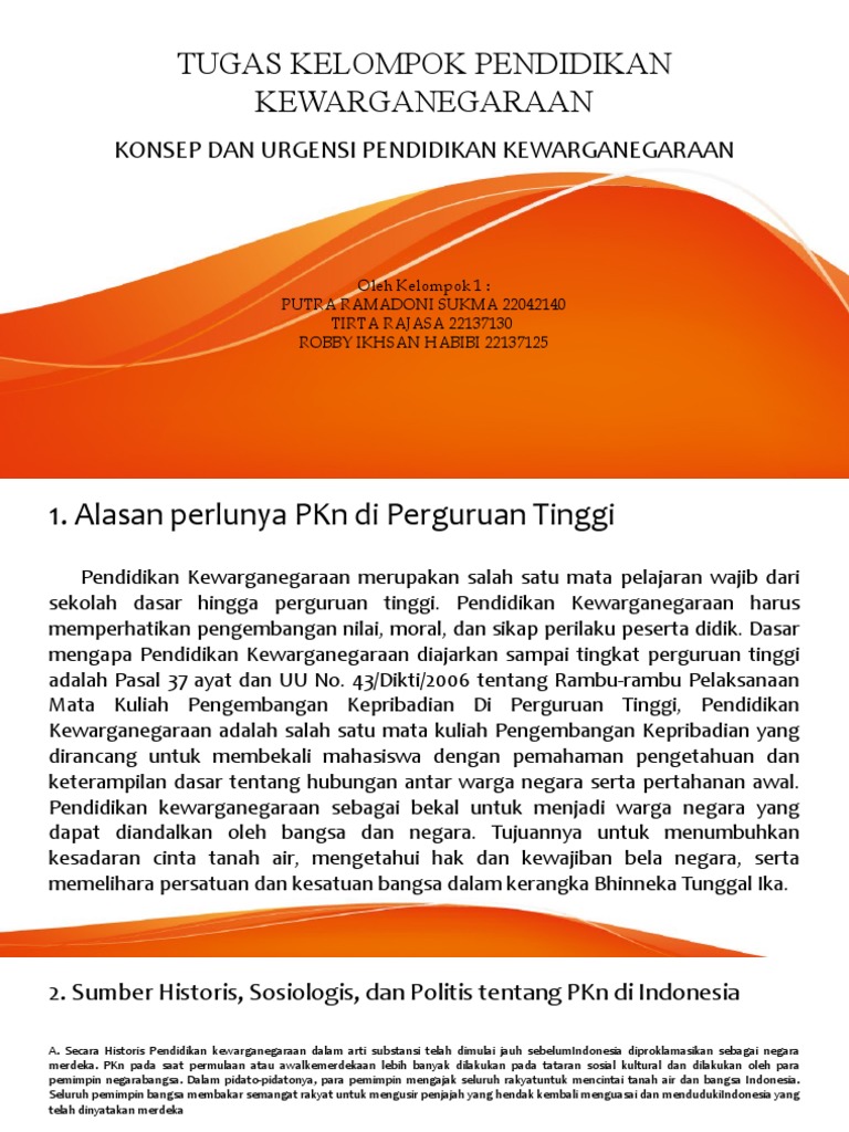 Tugas Kelompok Pendidikan Kewarganegaraan | PDF Tugas Kelompok Pendidikan Kewarganegaraan | PDF