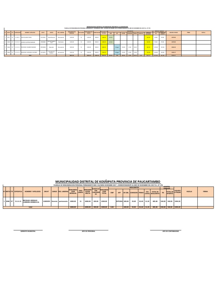 Planilla Modelo | PDF