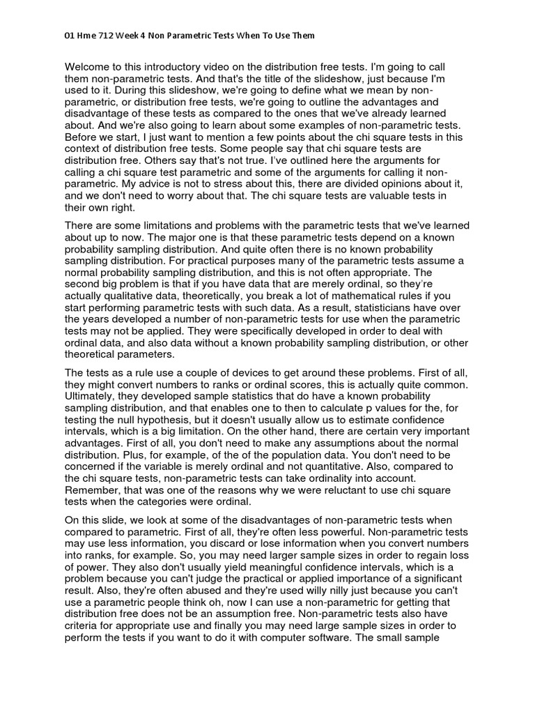 01 Hme 712 Week 4 Non Parametric Tests When To Use Them | PDF ...