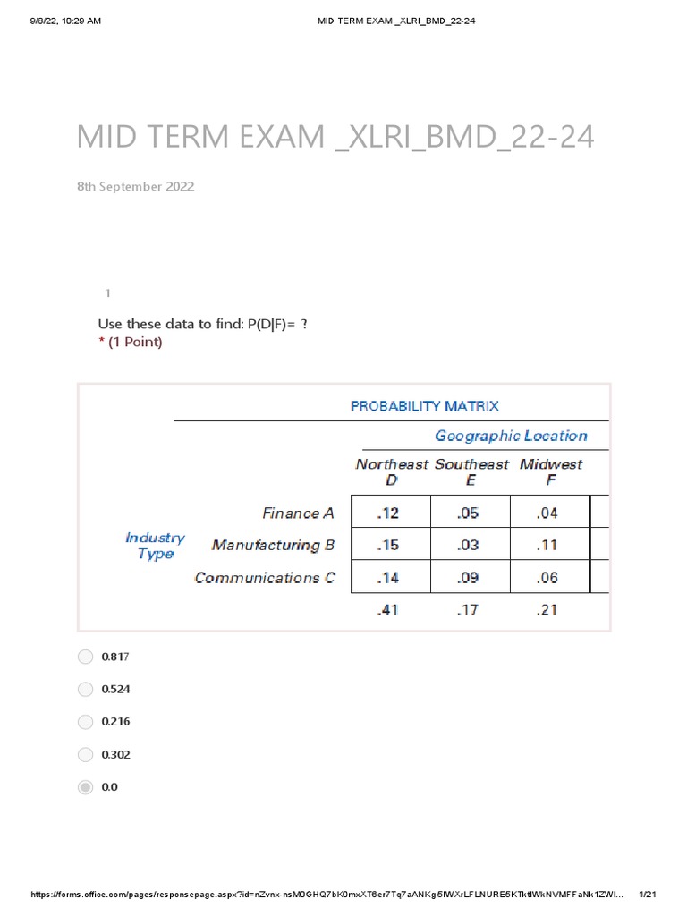 XLRI BMD Mid Term Exam Overview | PDF | Standard Score | Standard Deviation