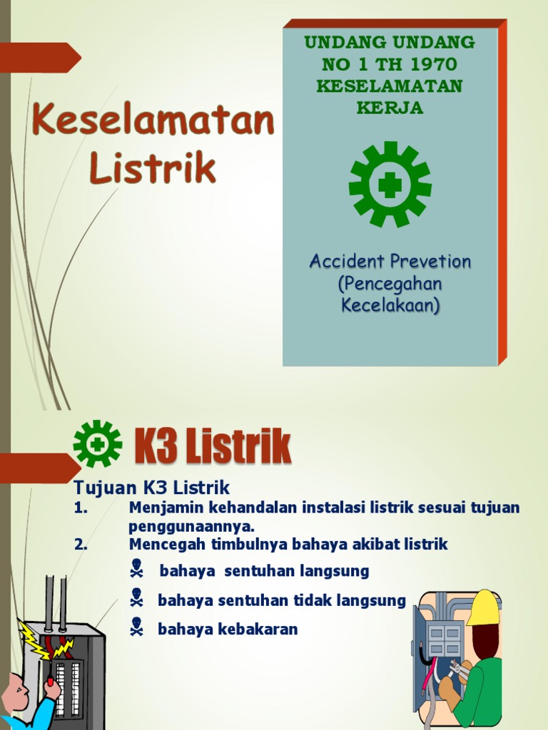 Keselamatan Kerja Listrik UU No 1/1970 | PDF