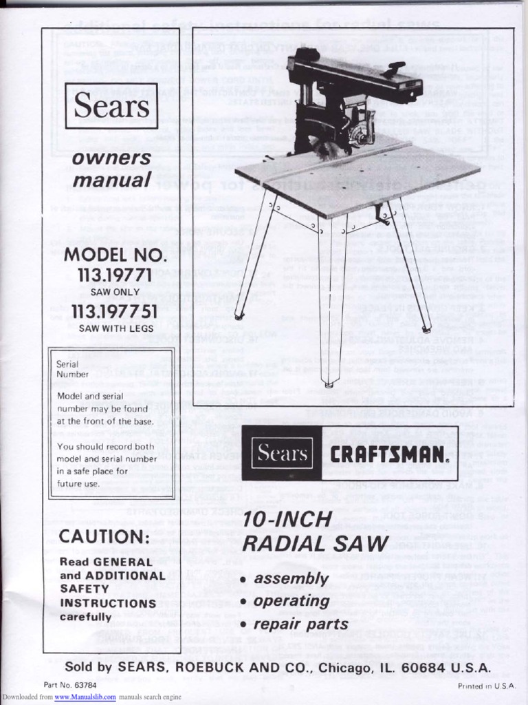 Sears: Owners Manual | PDF