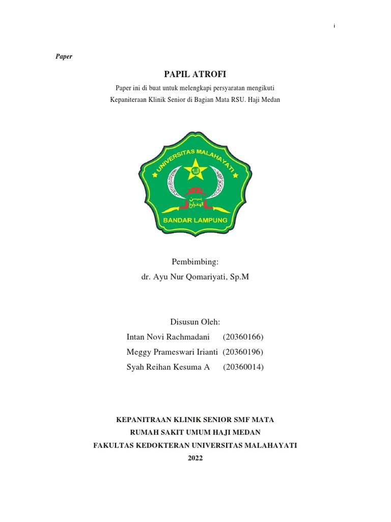 Papil Atrofi: Definisi dan Dampak | PDF