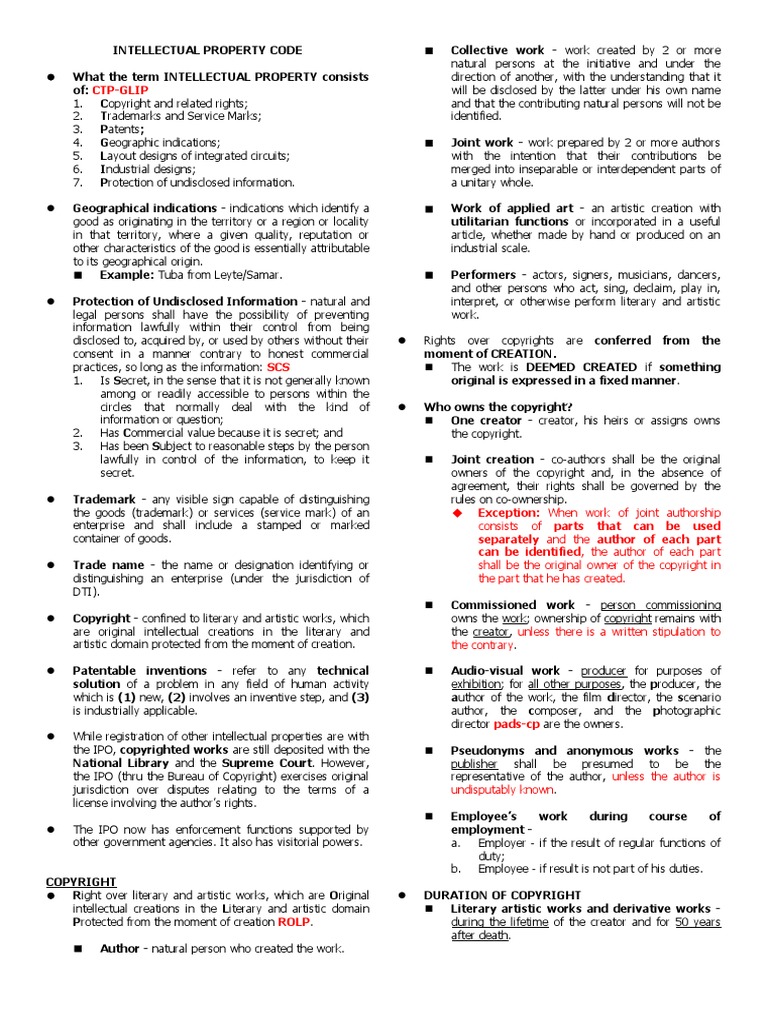 Intellectual Property Code | Download Free PDF | Patent | Trademark