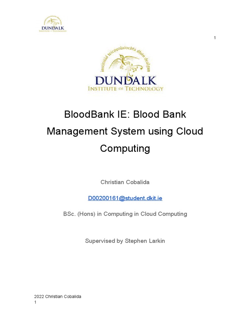 BloodBank IE: Blood Bank Management System using Cloud Computing | PDF ...