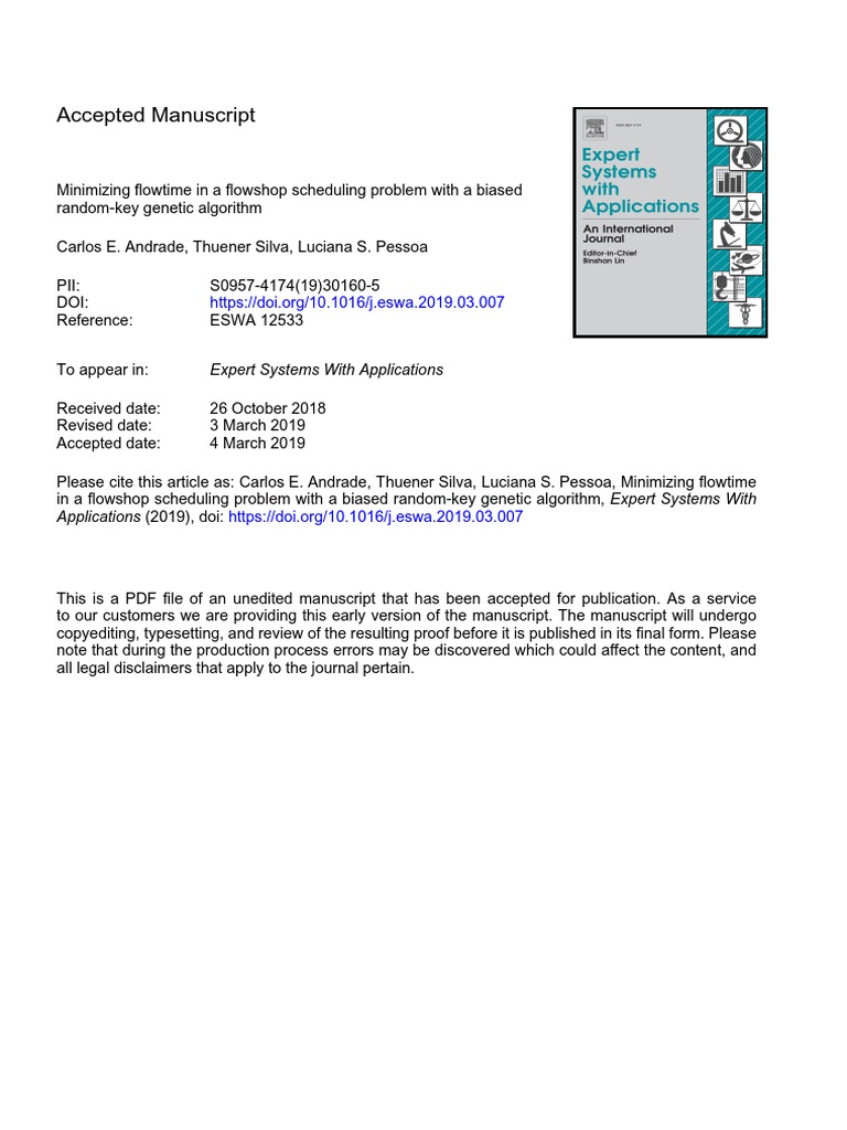 Andrade. 2019. Minimizing Flowtime in A Flowshop Scheduling Problem ...