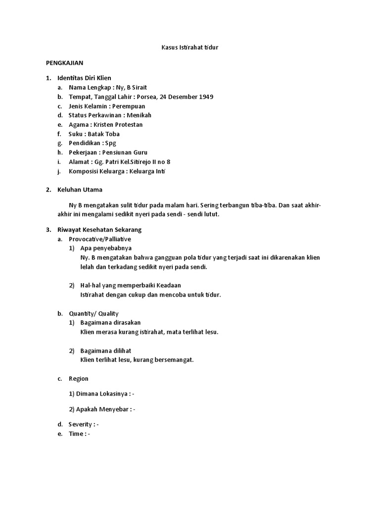 Hardiyanti - 1C - Askep Kasus Istirahat Tidur - PKDM | PDF