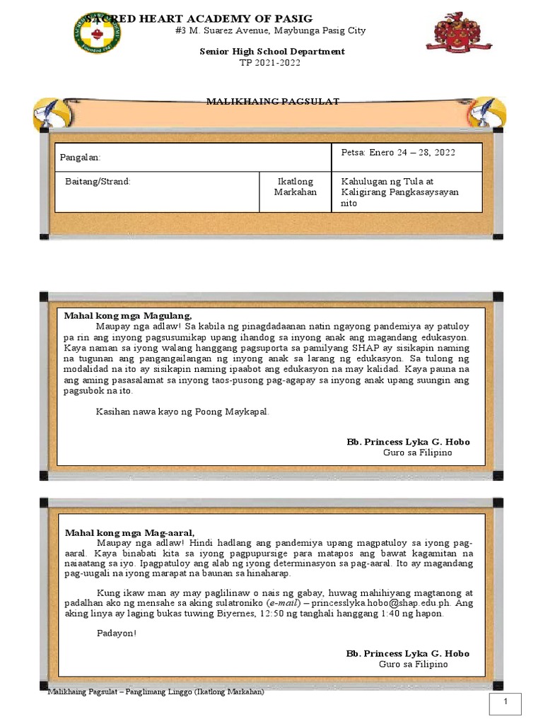 Malikhain 11 HLP Q3 W5 Jan. 24 28 | PDF