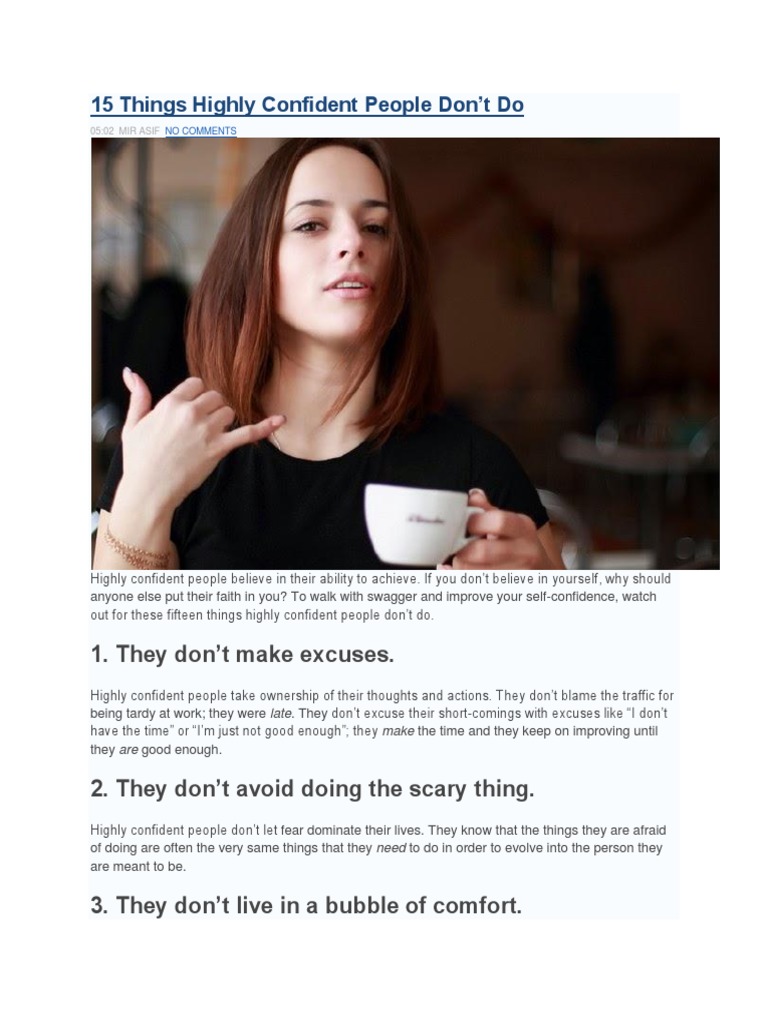15 Things Highly Confident People Do | PDF | Truth | Psychological Concepts