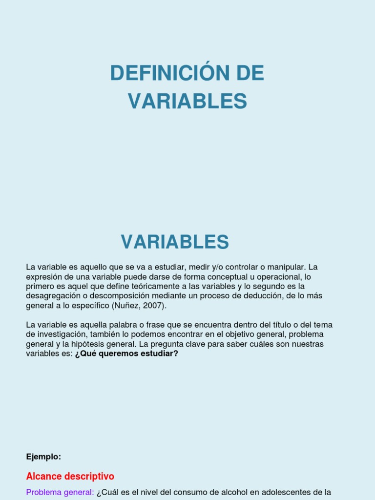16 Definicion de Variables OK | PDF | Variables dependientes e ...