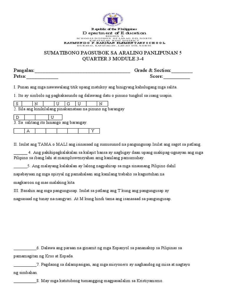 Q3 Summative With Tos Modules 3-4 | PDF