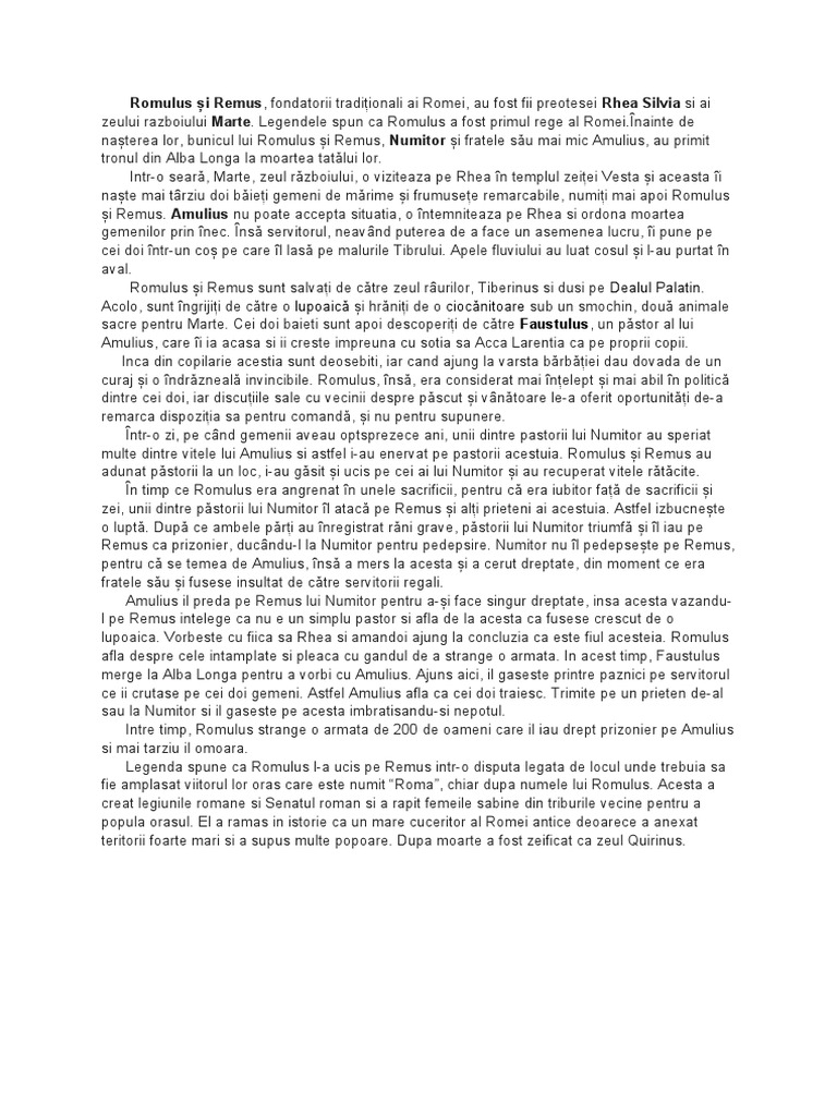 Romulus Si Remus | PDF