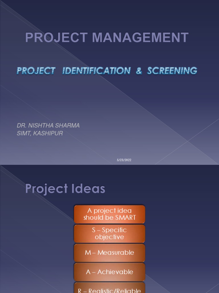 Project Management - Project Identification & Screening | PDF | Feasibility Study | Economies