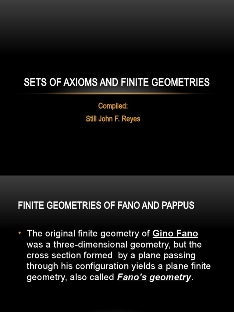 Axioms of Finite Geometries Explained | PDF | Line (Geometry ...
